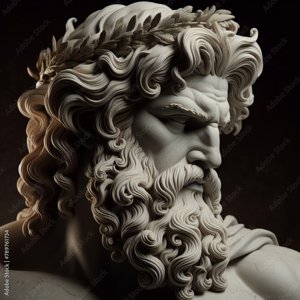 Illustration of a Renaissance statue of Zeus, king of the gods. god of ...