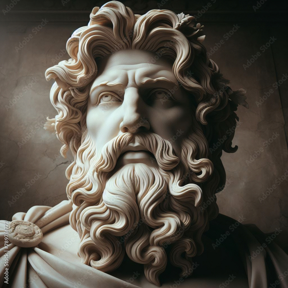 Illustration of a Renaissance statue of Zeus, king of the gods. god of ...