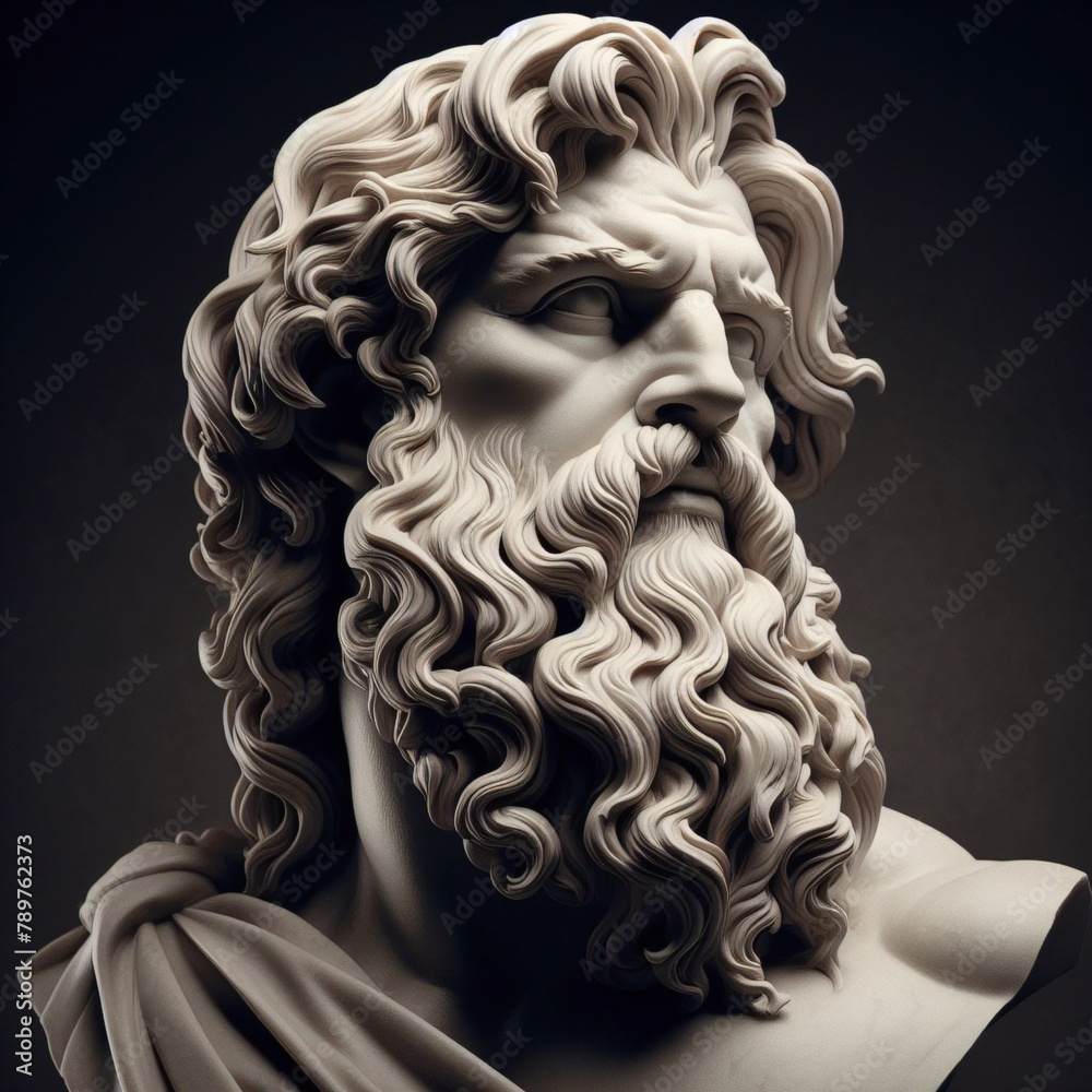 Illustration of a Renaissance statue of Zeus, king of the gods. god of ...