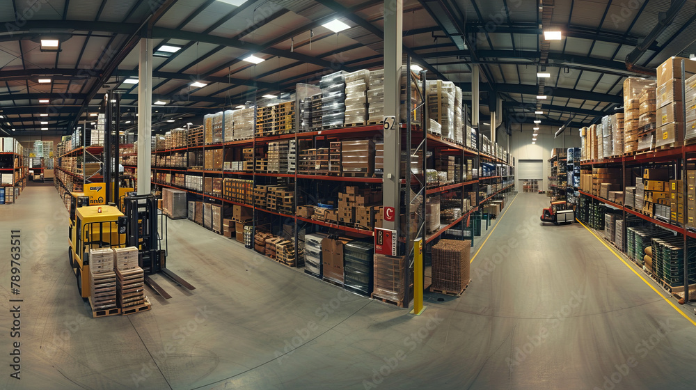 From a height, you can see the panorama of the warehouse, where high ...