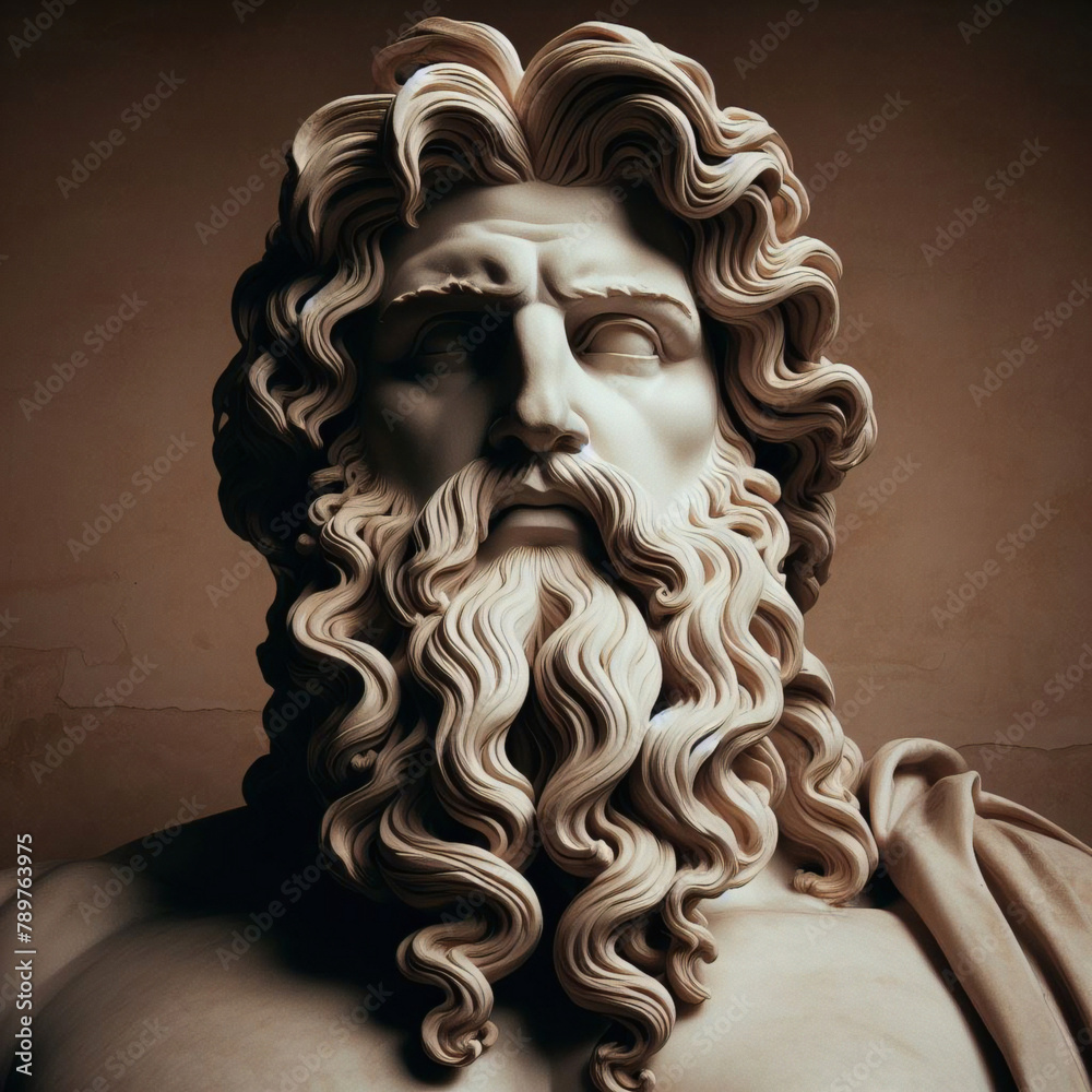 Illustration of a Renaissance statue of Zeus, king of the gods. god of ...