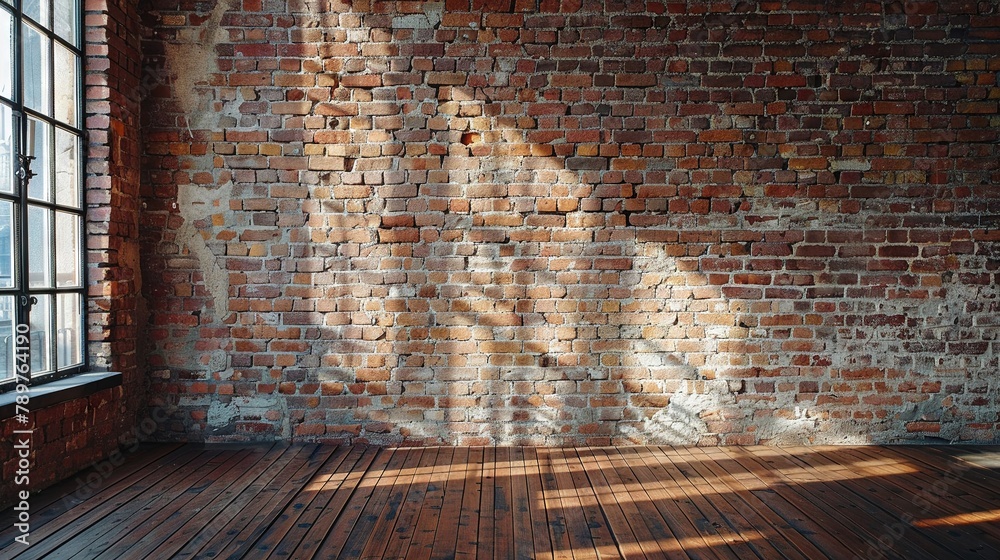 Blank tall brick wall of a beautiful appartement interior in New York ...