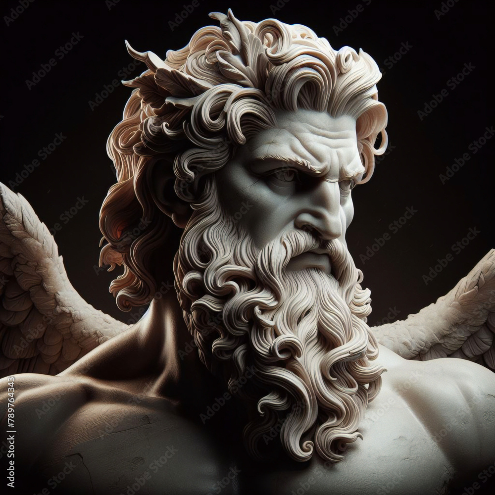 Illustration of a Renaissance statue of Zeus, king of the gods. god of ...