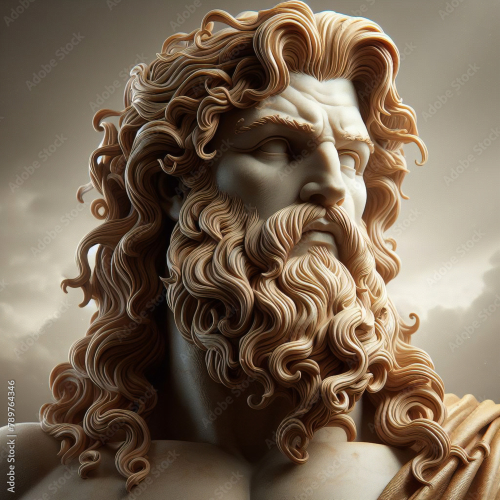 Illustration of a Renaissance statue of Zeus, king of the gods. god of ...