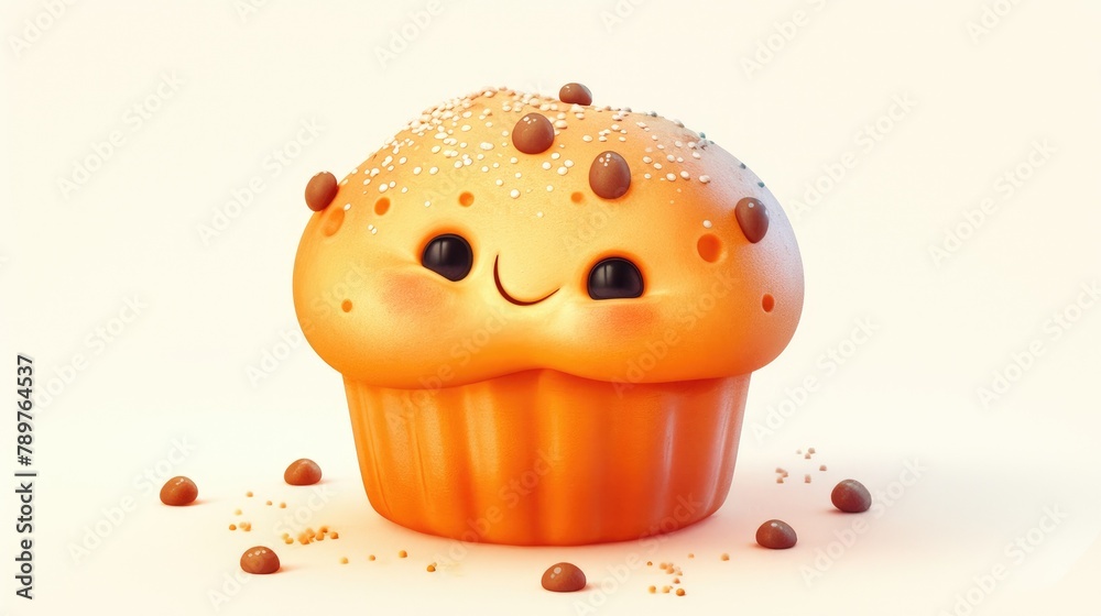 cartoon Render of a Cartoon Muffin Against a White Background Stock ...