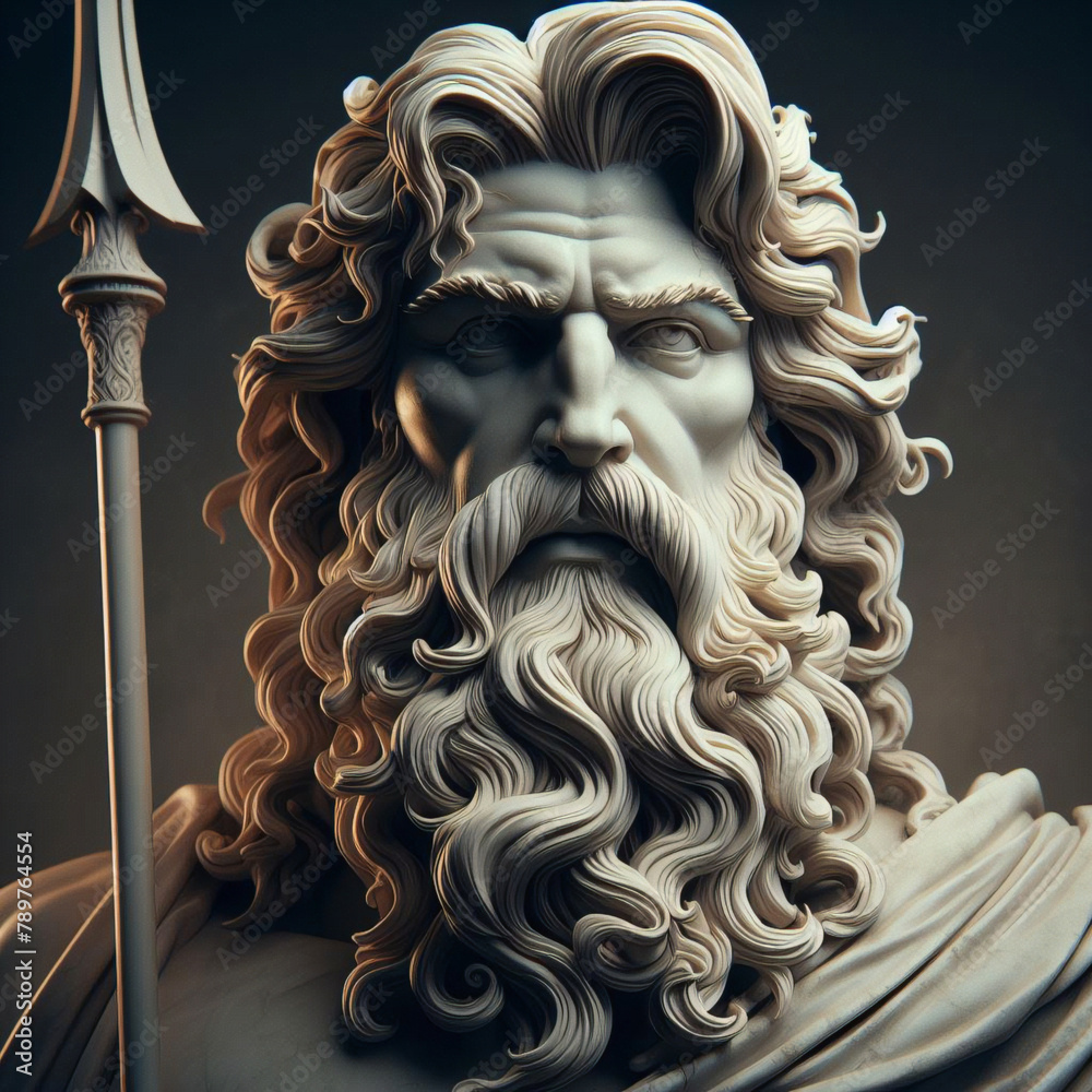 Illustration of a Renaissance statue of Zeus, king of the gods. god of ...