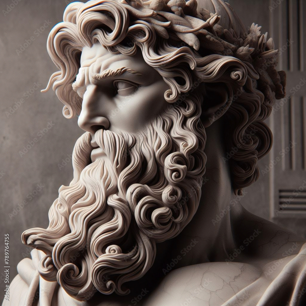 Illustration of a Renaissance statue of Zeus, king of the gods. god of ...