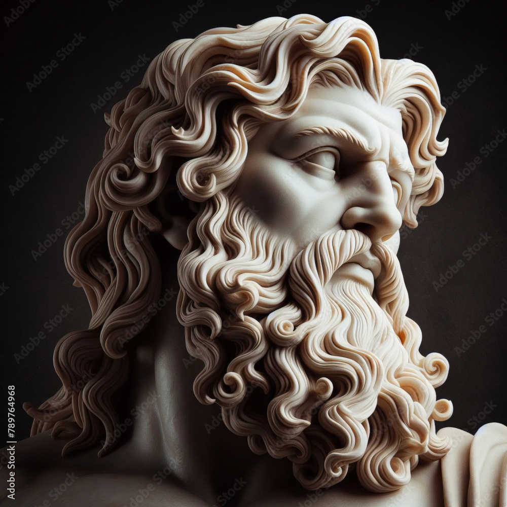 Illustration of a Renaissance statue of Zeus, king of the gods. god of ...
