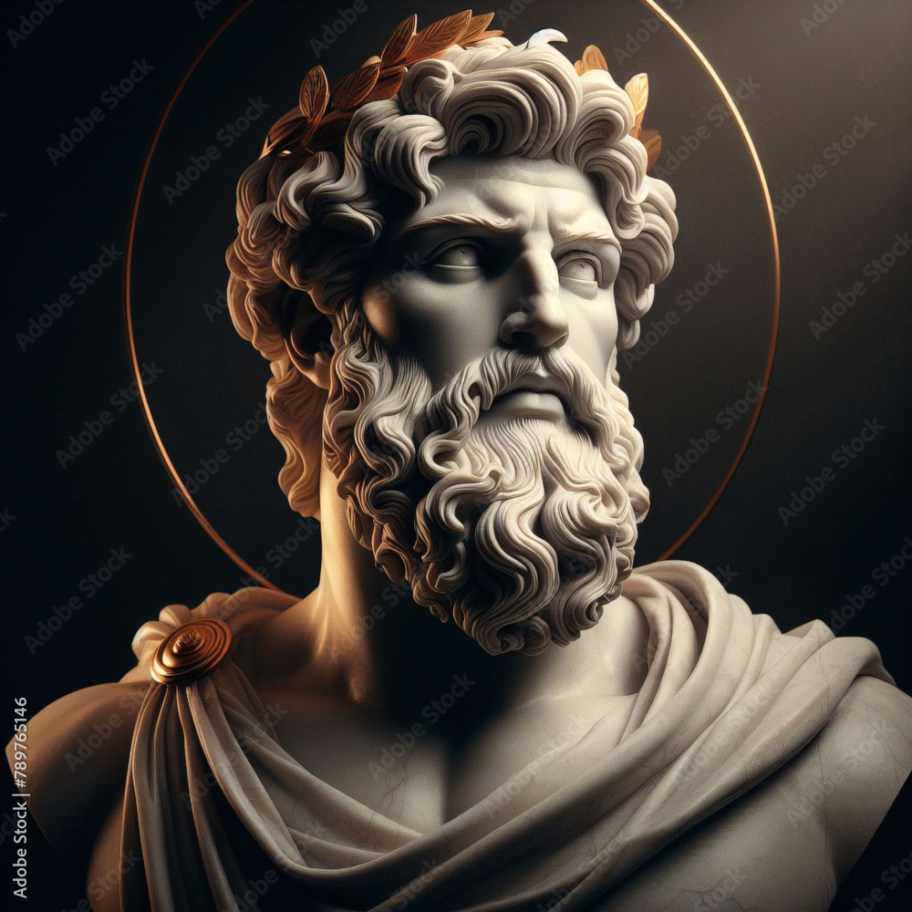 Illustration of a Renaissance statue of Zeus, king of the gods. god of ...