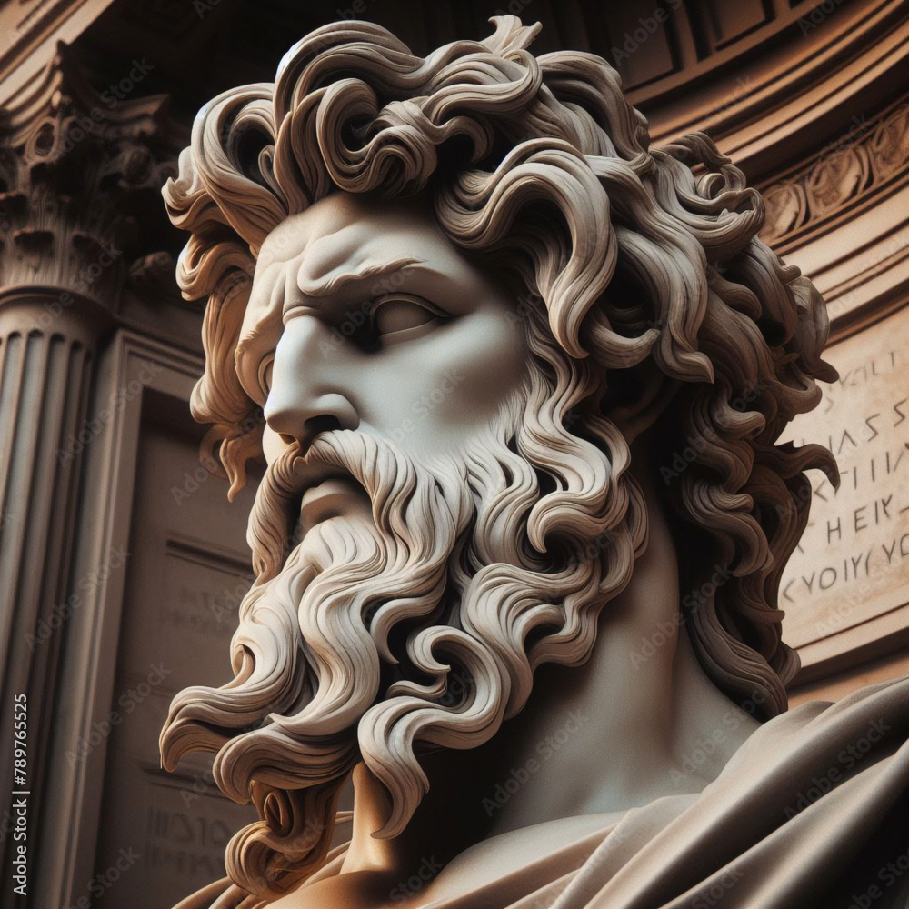 Illustration of a Renaissance statue of Zeus, king of the gods. god of ...