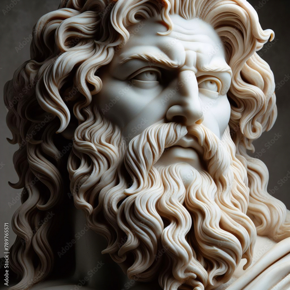 Illustration of a Renaissance statue of Zeus, king of the gods. god of ...