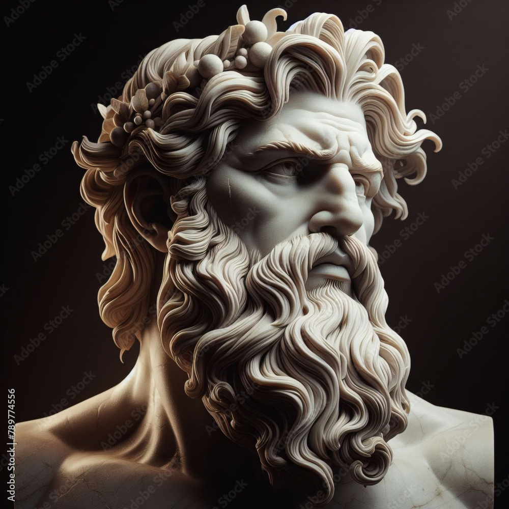 Illustration of a Renaissance statue of Zeus, king of the gods. god of ...