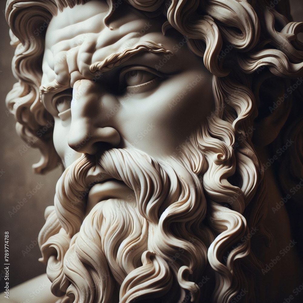Illustration of a Renaissance statue of Zeus, king of the gods. god of ...