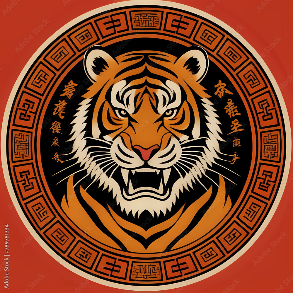tiger head vector, tiger head vector illustration, tiger head, icon tiger, logo tiger, circle ...