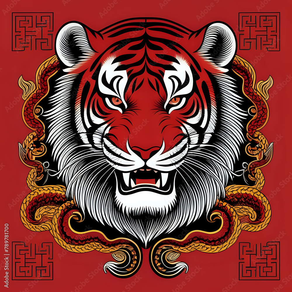 Tiger icon or tiger logo, tiger head mascot, illustration of an tiger ...