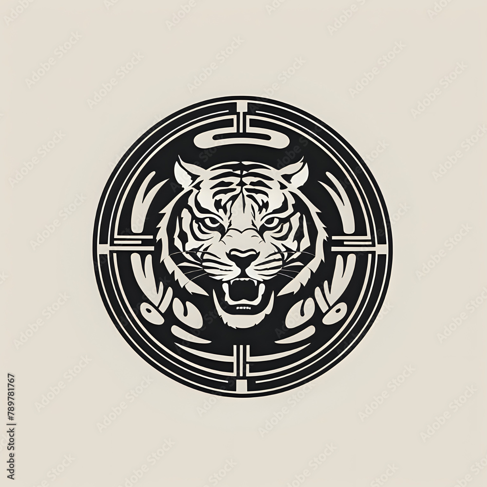Tiger icon or tiger logo, tiger head mascot, illustration of an tiger ...
