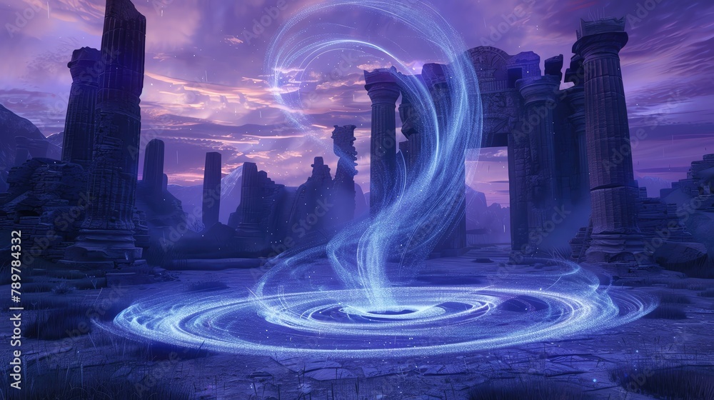 Mystical elements scene, elemental magic swirls, ethereal spirits ...