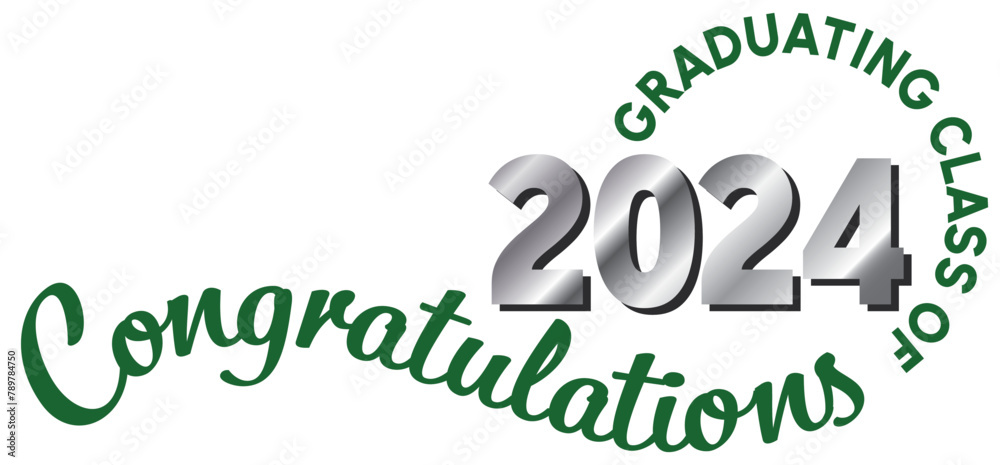 White background - Graduating Class of 2024 in green text in a circle ...