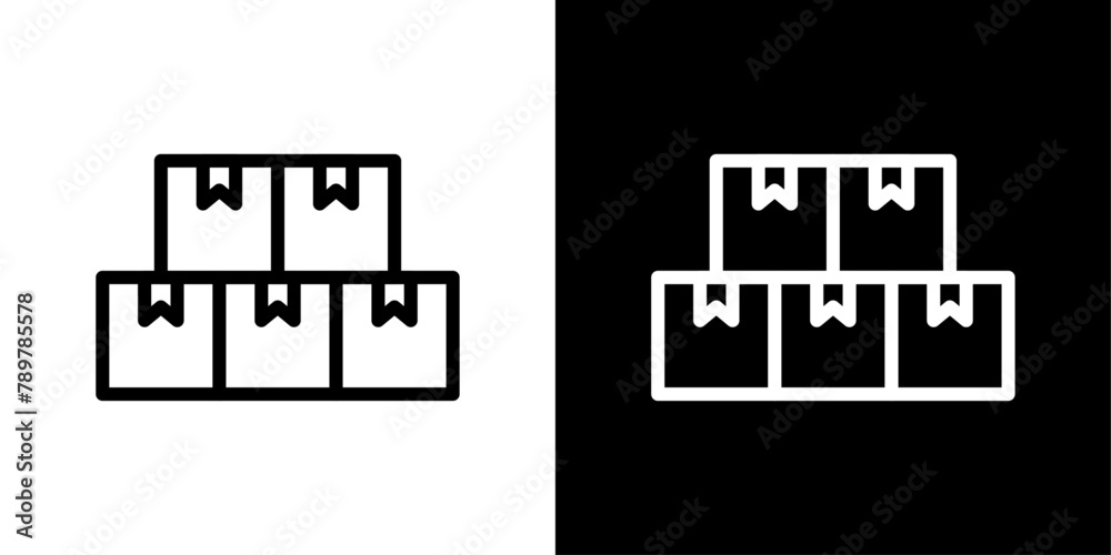 Warehouse Box Icon Set. Inventory management and distribution vector ...