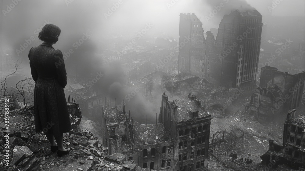 Reflecting suffering and grief, representation of devastation and ...