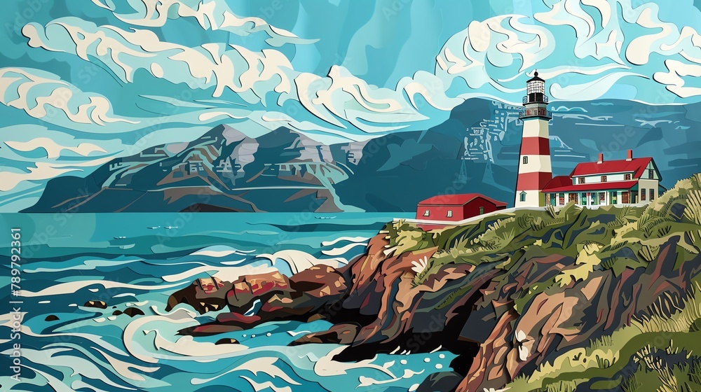 Cape Point lighthouse, artistically depicted in a papercut masterpiece ...