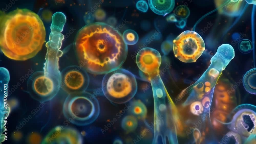 A vibrant microscopic image showing the diversity of shapes and sizes a ...