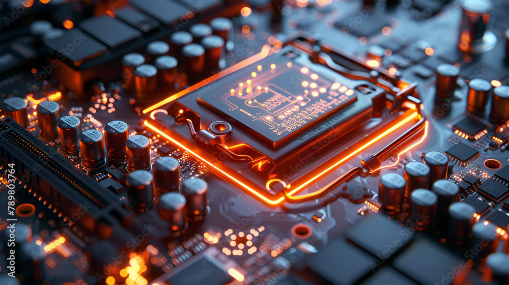 This close-up shot showcases an isometric 3D cpu that exudes a ...