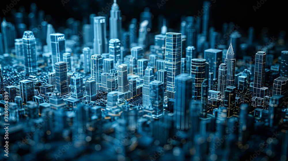 Full screen, overlooking the whole city architecture, X-ray style ...