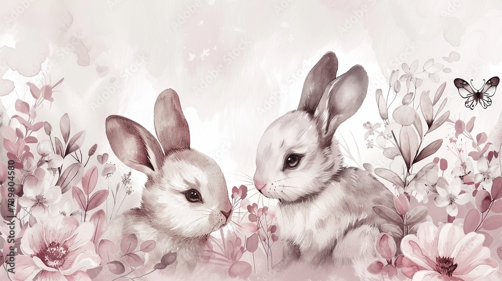 Cute white bunny wallpaper collection, each design showcasing bunnies ...