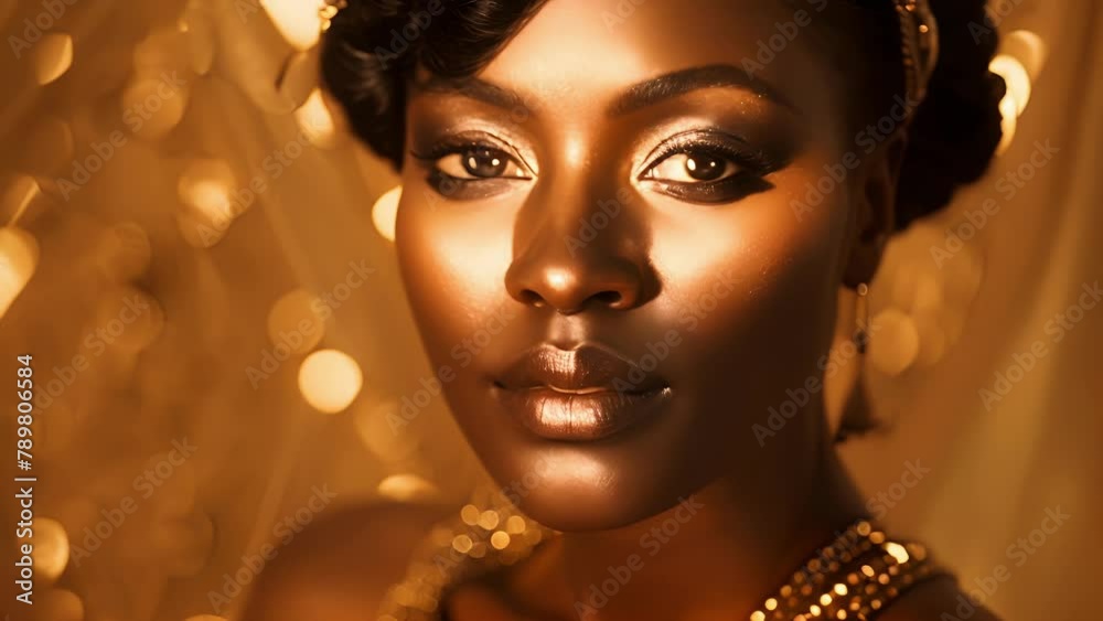 A black woman gazes confidently into the camera her dark chocolate skin ...