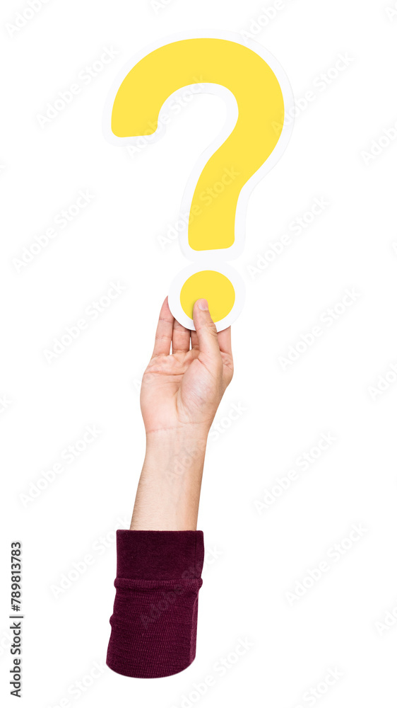 Question mark png hand holding sign, transparent background Stock Photo ...