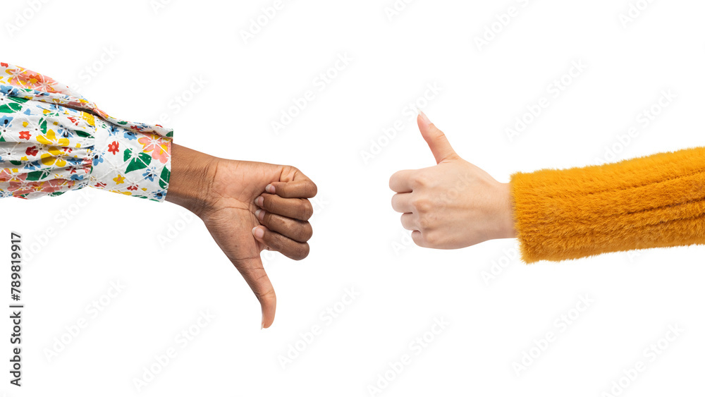 Poster Png Thumbs up down hands mockup agree and disagree gesture ...
