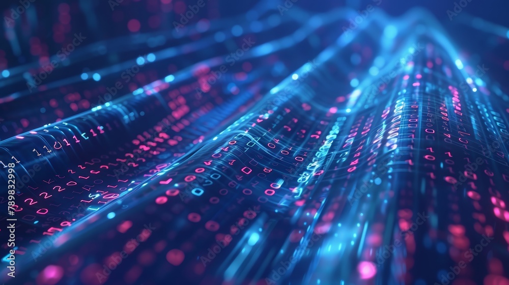 Vivid digital wave with binary code. Technology and data analysis ...