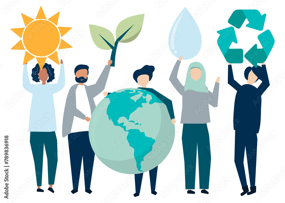 People supporting renewable energy png clipart, environment avatars ...