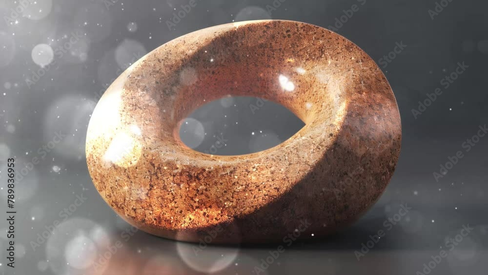 realistic render of a toroidal shape with cork material. seamless ...