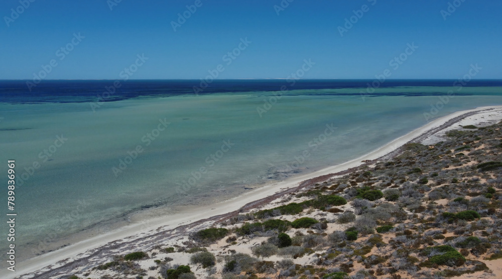 Drone photo, surroundings of Denham, Western Australia. Westernmost ...