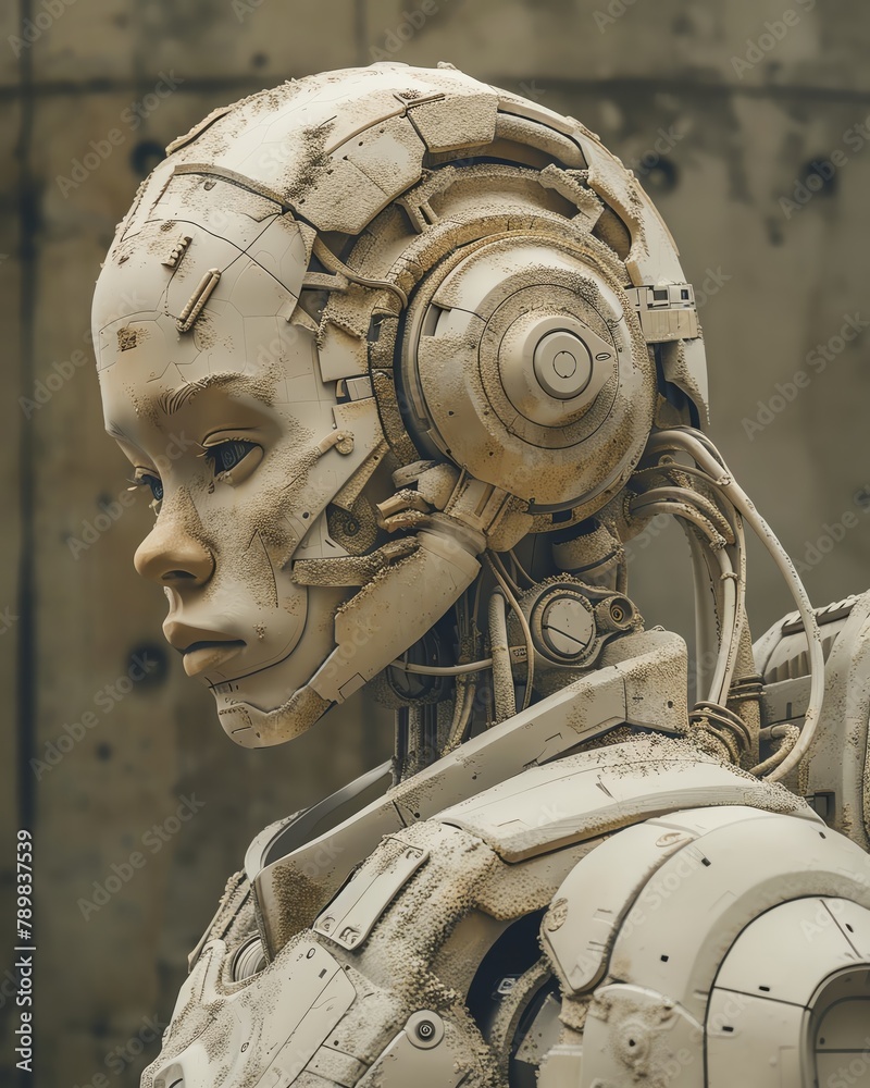 Imagine a clay sculpture rendition of a Robotic street art scene from ...