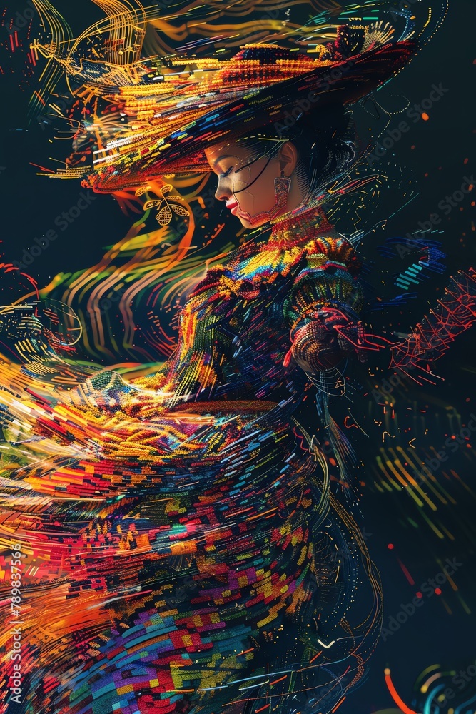 Visualize a fusion of vibrant flamenco dancers with swirling hurricanes ...