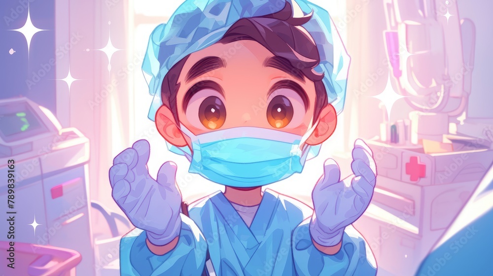 Adorable cartoon illustration of a surgeon format Stock Illustration ...