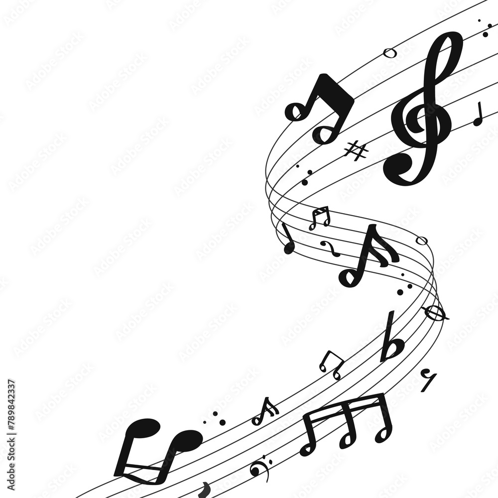 Musical note png border, transparent background Stock Illustration ...