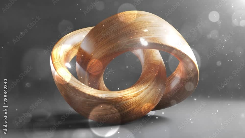 Vidéo Stock realistic render of a toroidal shape with wood mate ...