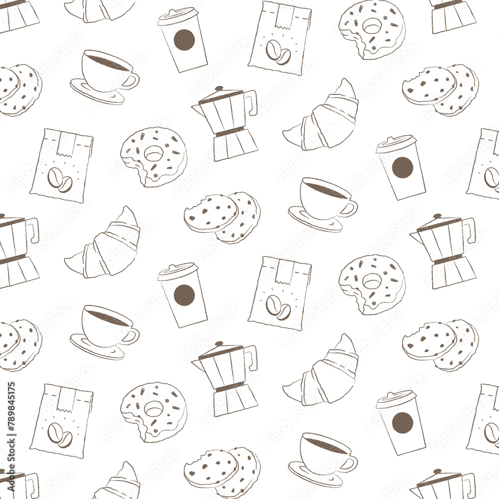 Cafe pattern png, coffee and cake transparent background Stock ...