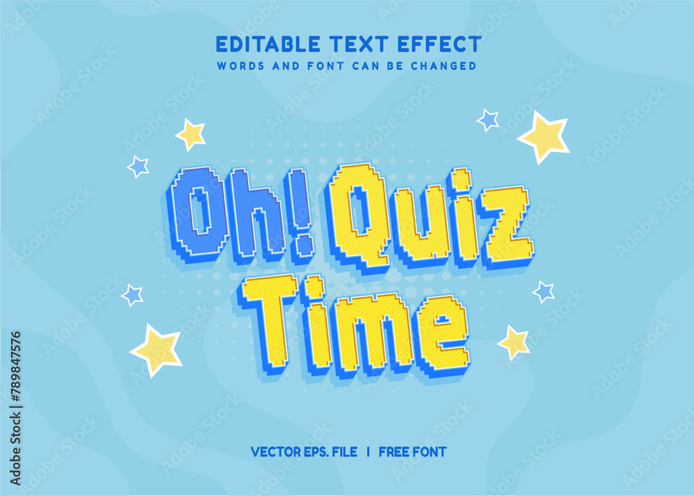 Editable text effect quiz time and quiz tips 3d cartoon template style ...