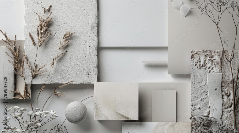 gray mood board, mock up, copy and text space, product placement, white ...