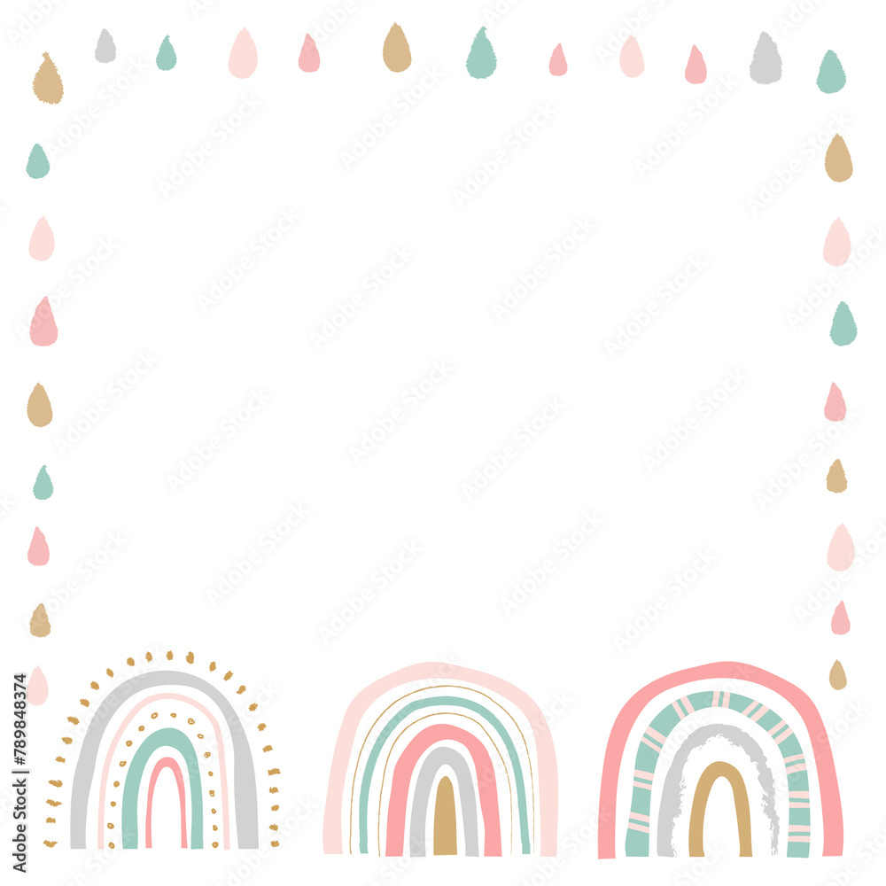Cute frame PNG clipart, doodle rainbow border design Stock Photo ...