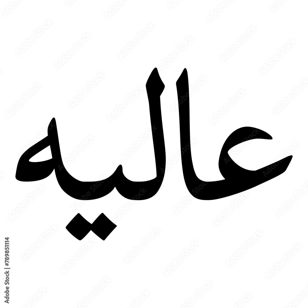 Alia Muslim Girls Name Naskh Font Arabic Calligraphy Stock Vector ...