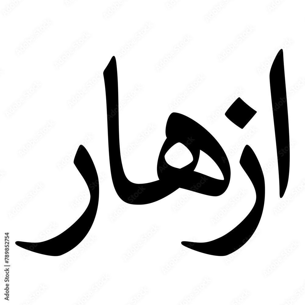 Azhaar Muslim Girls Name Naskh Font Arabic Calligraphy Stock Vector ...