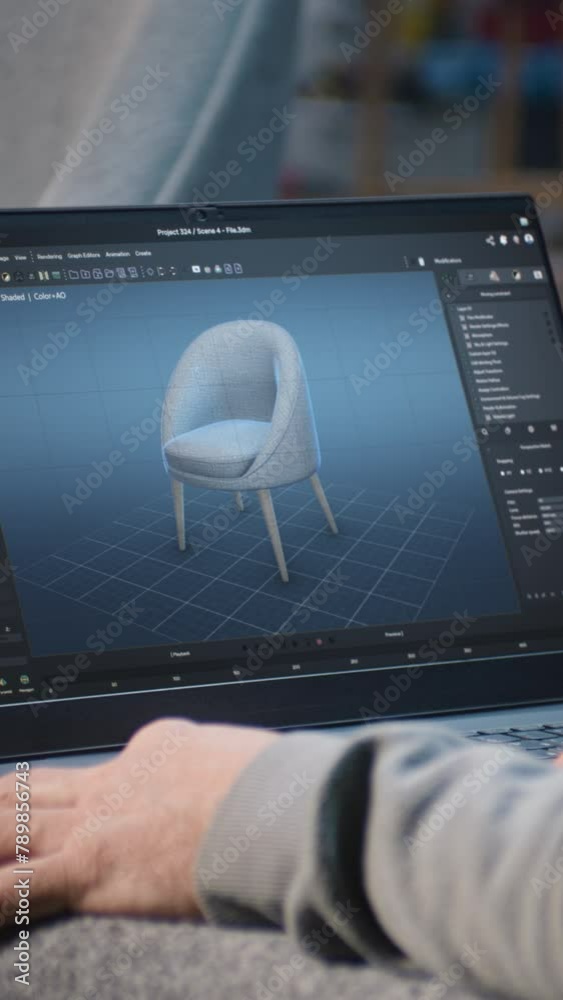 Vidéo Stock Vertical shot designer creates digital 3D model of stylish ...