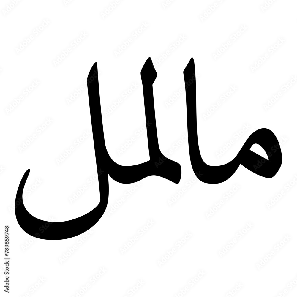 Malmal Muslim Girls Name Naskh Font Arabic Calligraphy Stock Vector ...