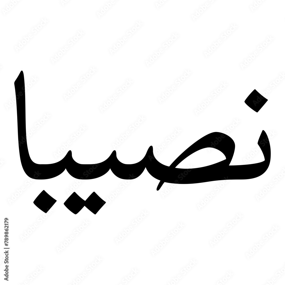 Nasiba Muslim Girls Name Naskh Font Arabic Calligraphy Stock Vector ...